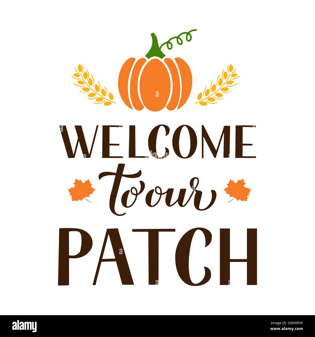 Welcome to our patch quote with hand drawn pumpkin. Vector template for ...