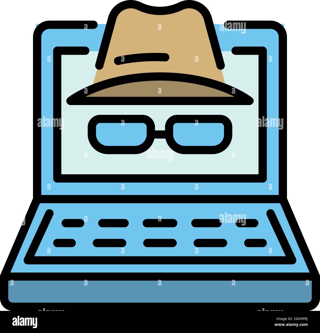 Laptop hacker icon. Outline laptop hacker vector icon color flat ...