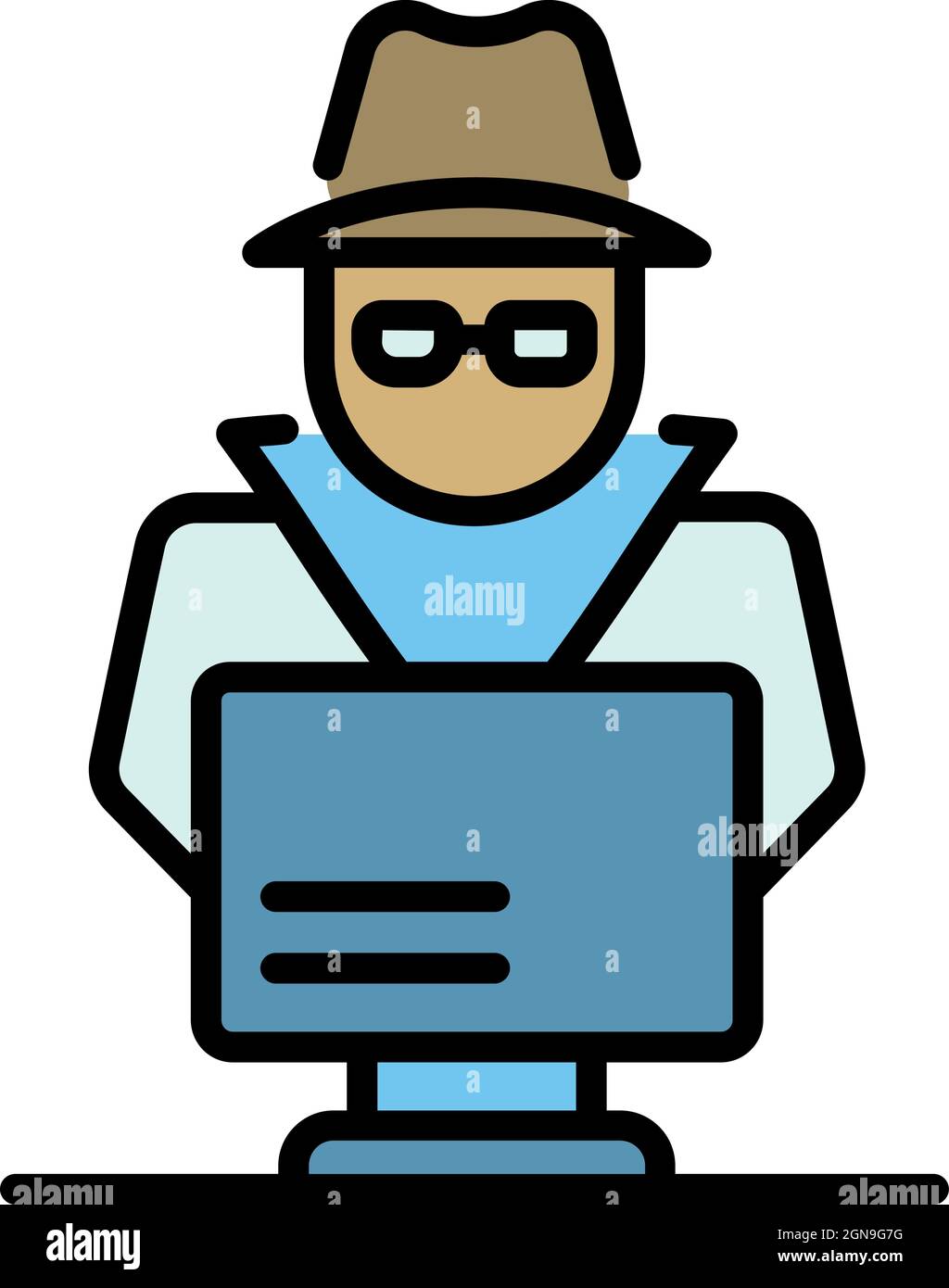 Laptop secret hacker icon. Outline laptop secret hacker vector icon ...