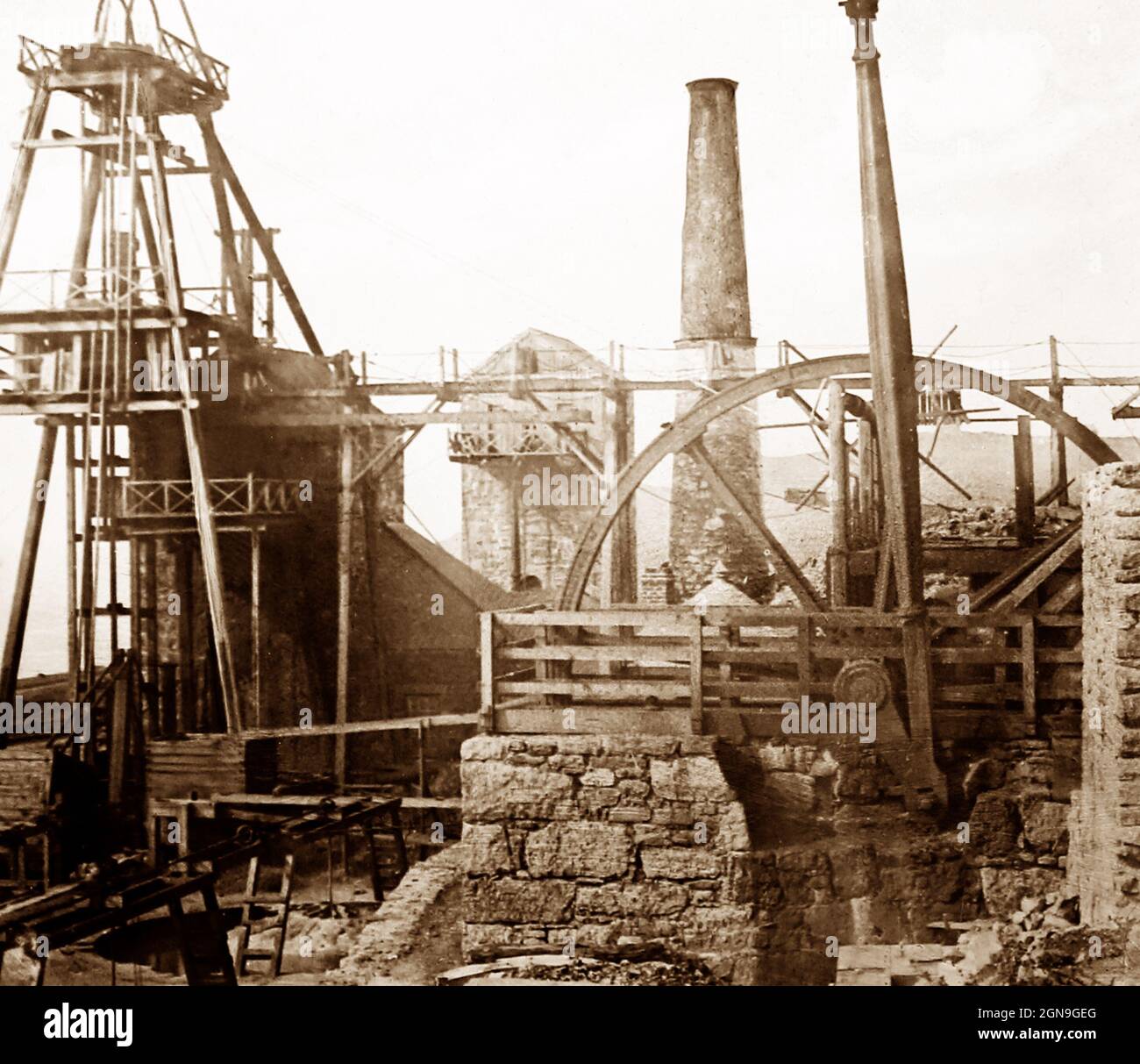 A Cornish tin mine pumping engine, Victorian period Stock Photo - Alamy