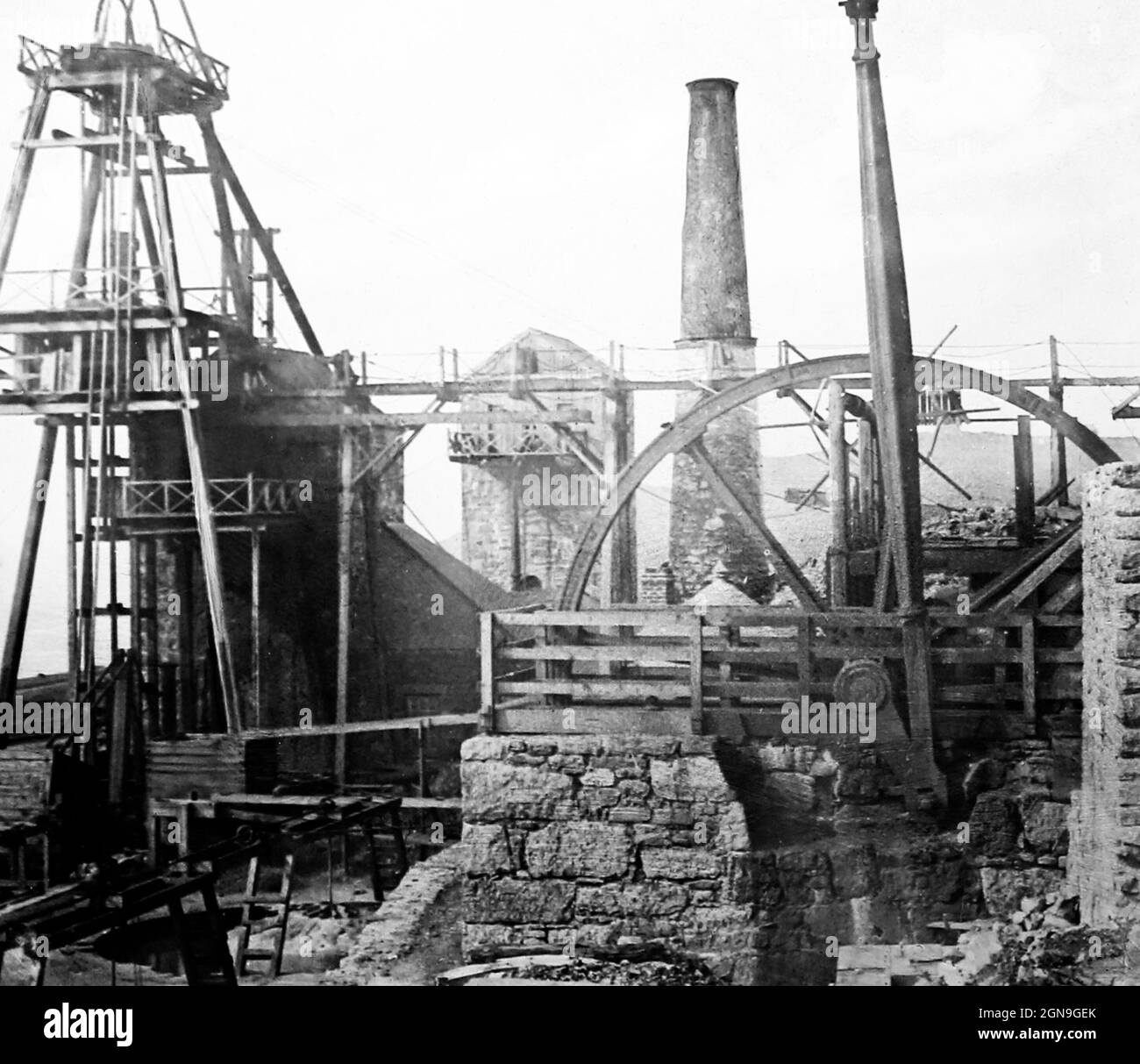 A Cornish tin mine pumping engine, Victorian period Stock Photo - Alamy
