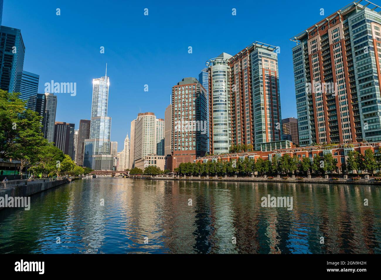 Refections in the Chicago River Stock Photo - Alamy