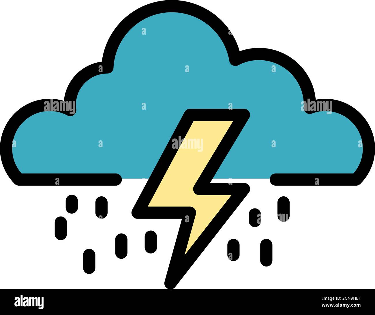 Thunderstorm cloud icon. Outline thunderstorm cloud vector icon color ...