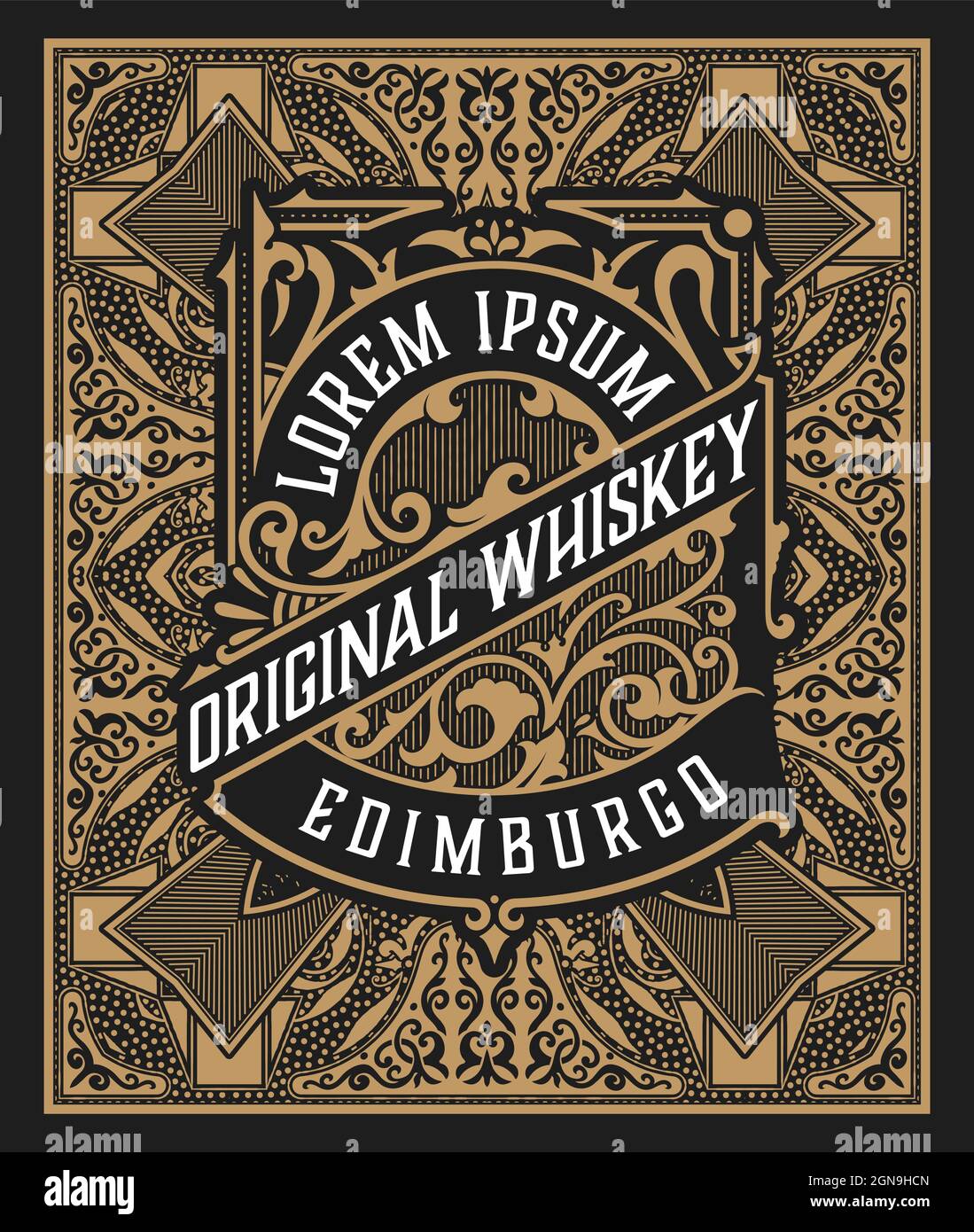 Whiskey label with old frames Stock Vector Image & Art - Alamy