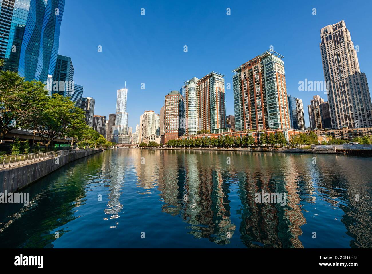Refections in the Chicago River Stock Photo - Alamy