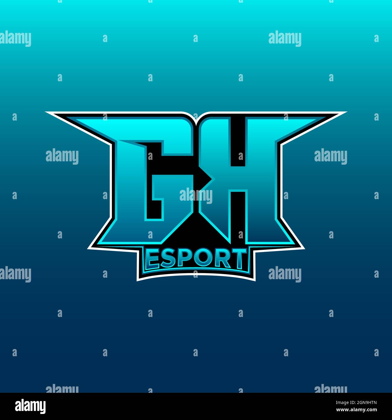 GK Logo ESport Gaming Initial with Blue Light Color design vector ...