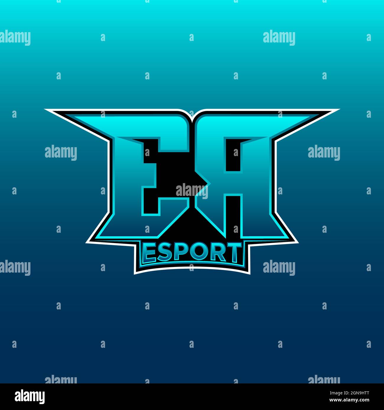 ER Logo ESport Gaming Initial with Blue Light Color design vector ...