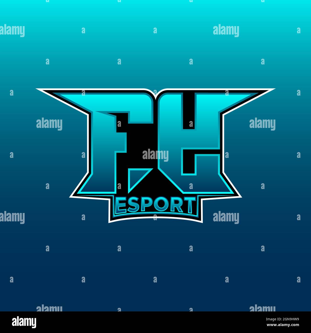 FY Logo ESport Gaming Initial with Blue Light Color design vector ...