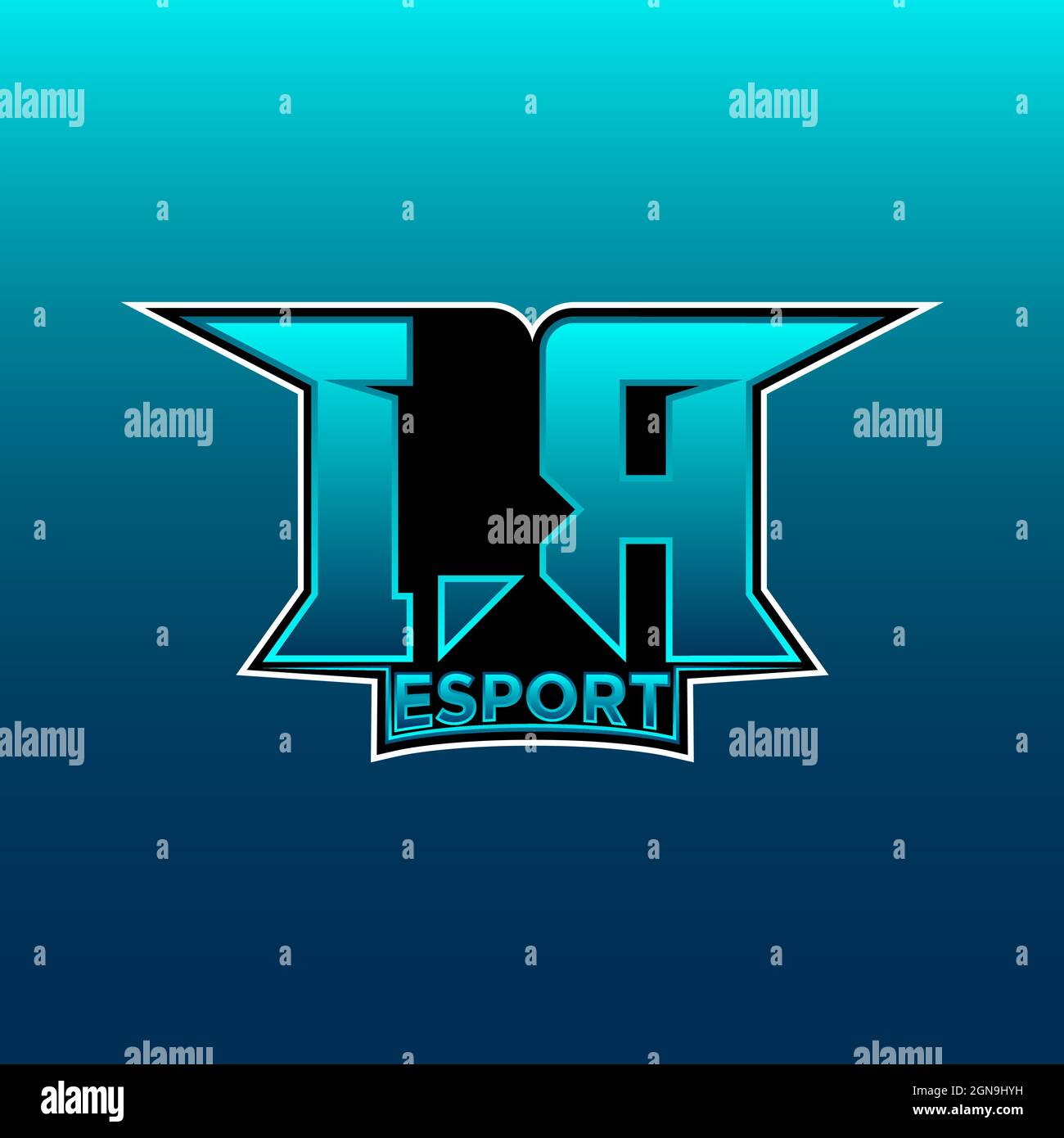IR Logo ESport Gaming Initial with Blue Light Color design vector ...