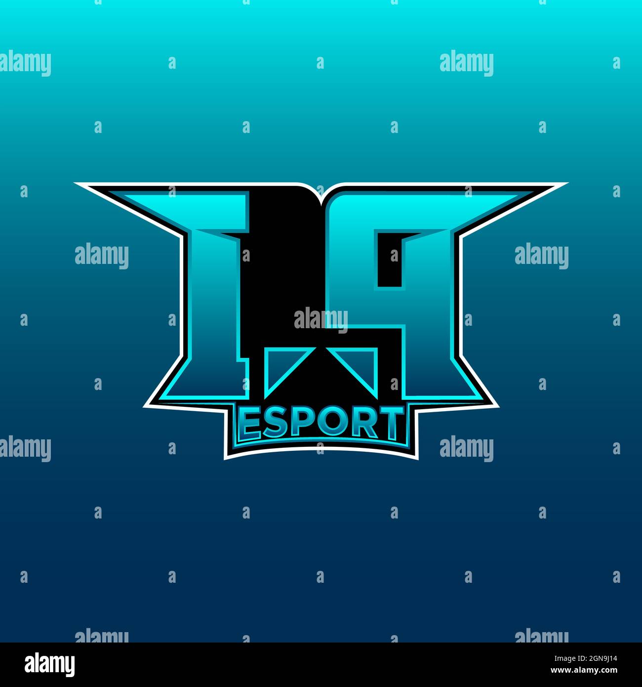 IP Logo ESport Gaming Initial with Blue Light Color design vector ...