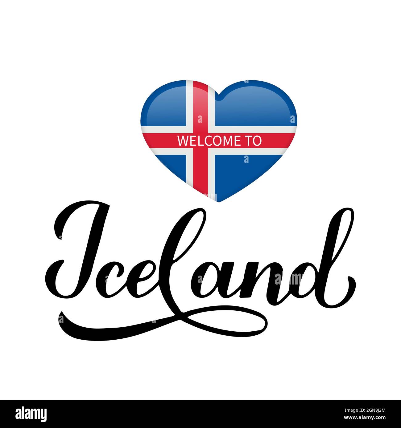 Welcome to Iceland calligraphy hand lettering with national flag in ...