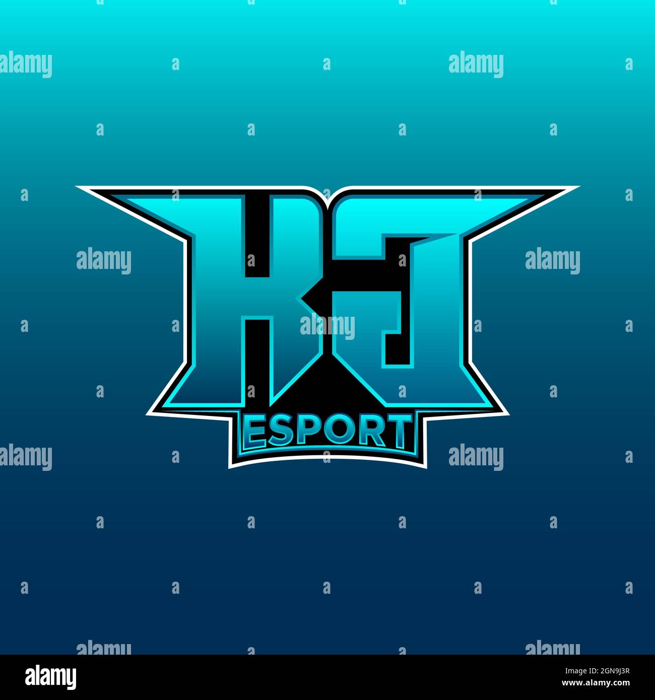 KG Logo ESport Gaming Initial with Blue Light Color design vector ...