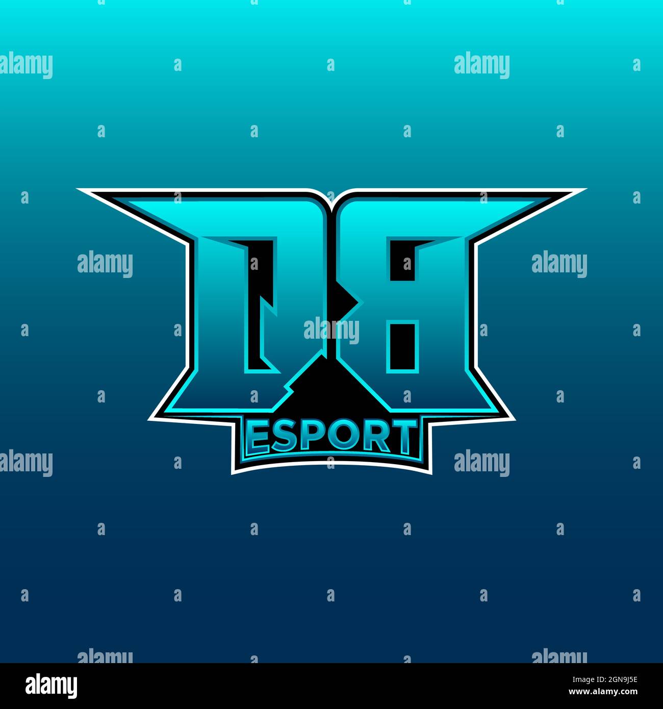 QB Logo ESport Gaming Initial with Blue Light Color design vector ...