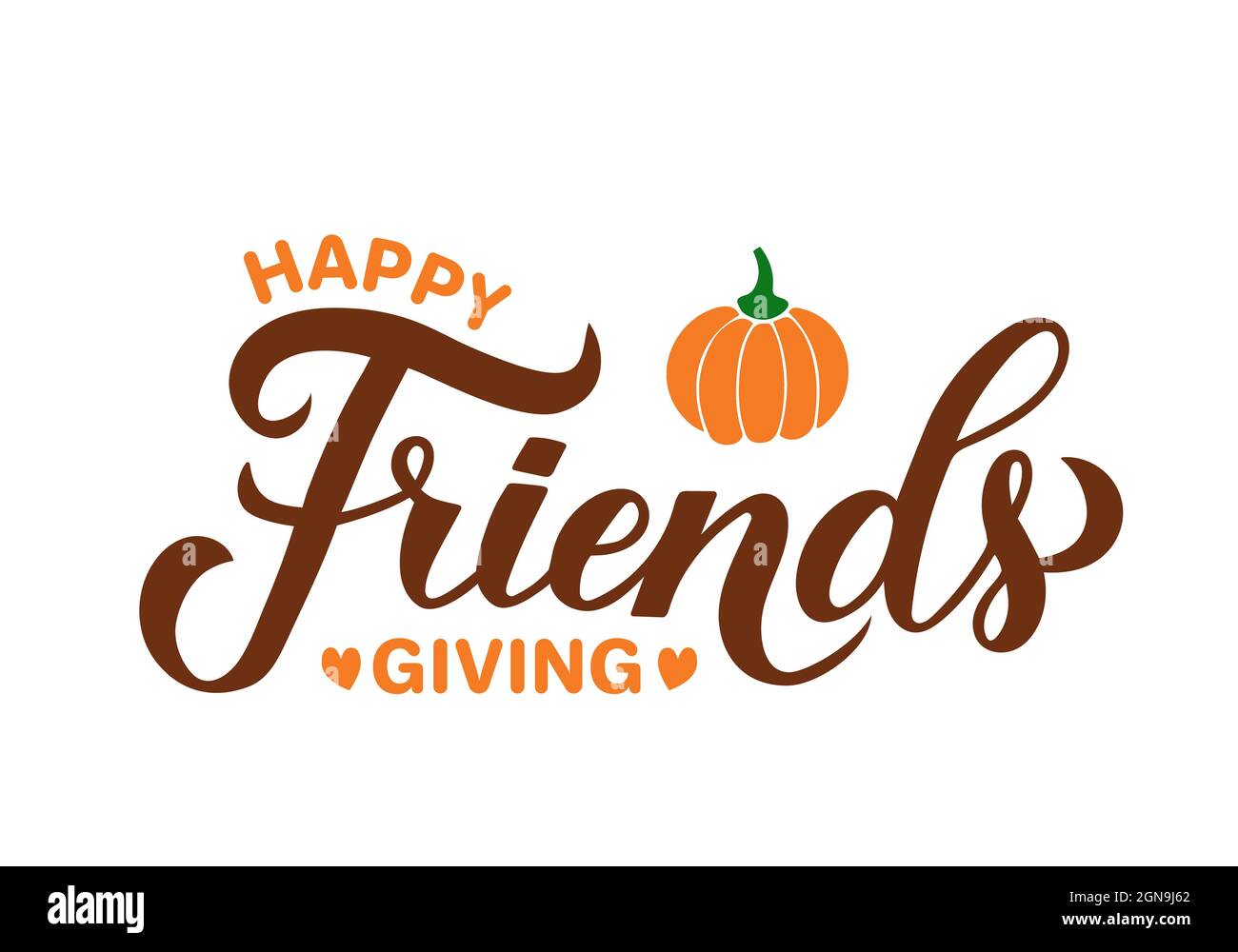 Happy Friends giving calligraphy hand lettering. Funny Thanksgiving Day ...