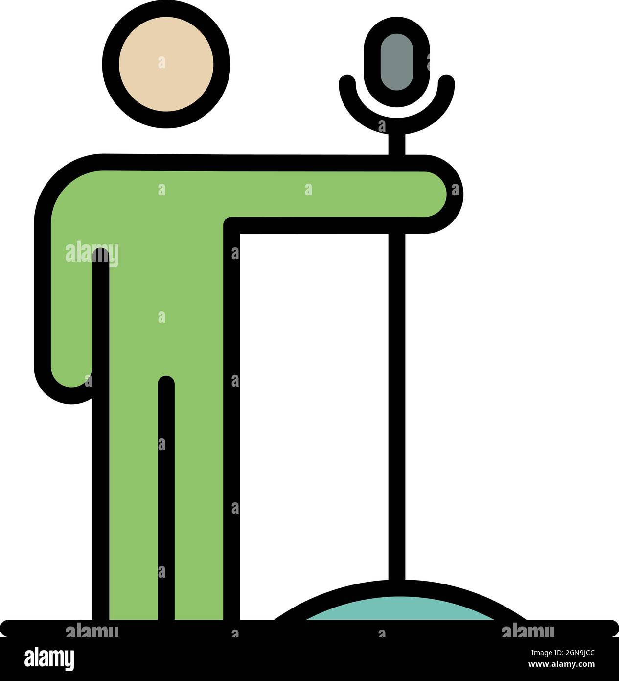 Guy with a microphone icon. Outline guy with a microphone vector icon ...