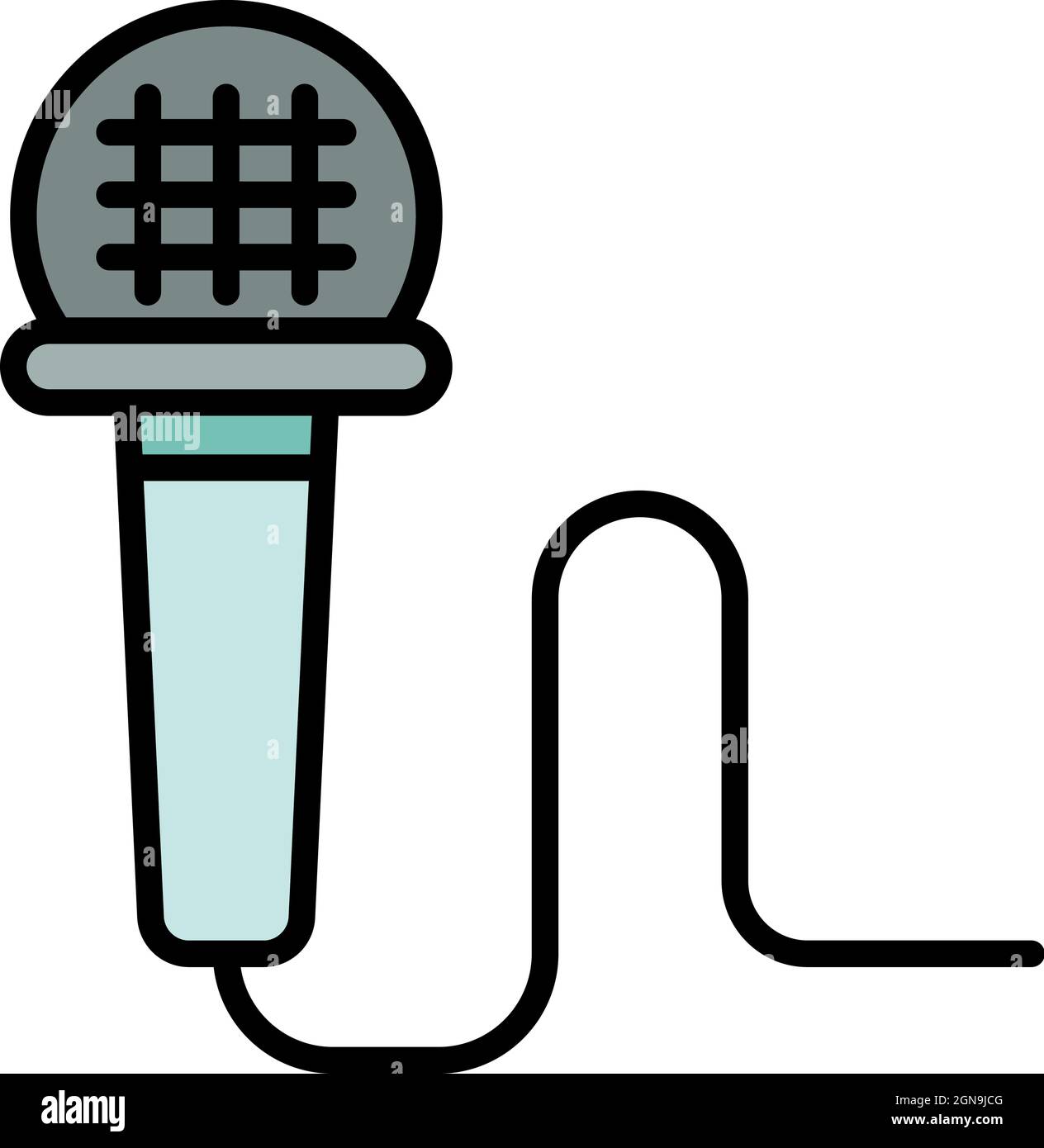 Wired microphone icon. Outline wired microphone vector icon color flat ...