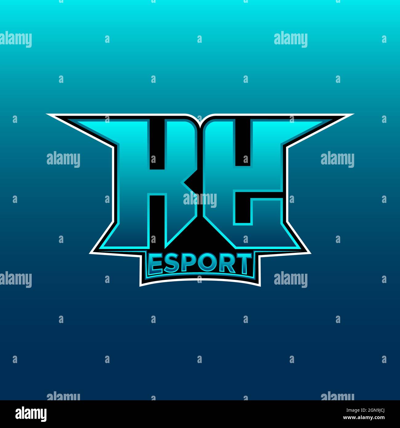 KY Logo ESport Gaming Initial with Blue Light Color design vector ...