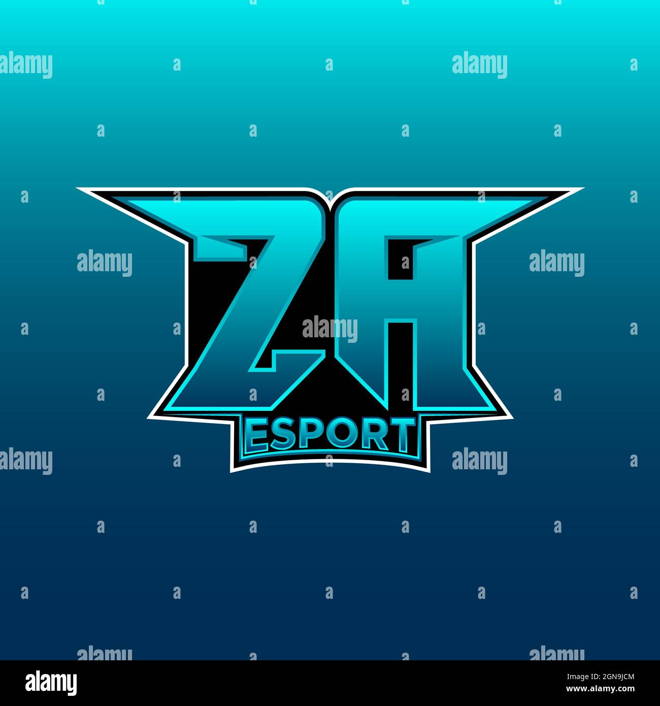 ZA Logo ESport Gaming Initial with Blue Light Color design vector ...