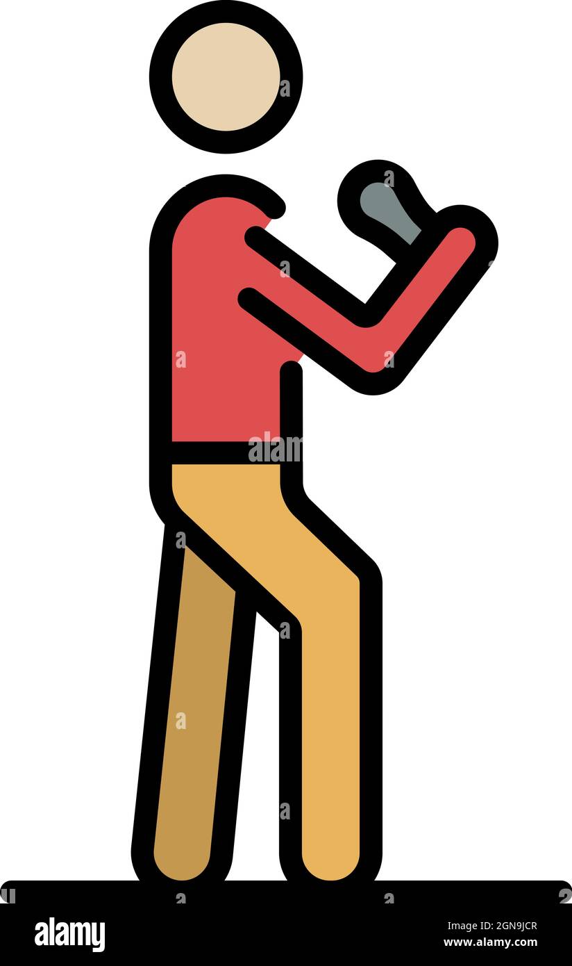 Singer with microphone icon. Outline singer with microphone vector icon ...