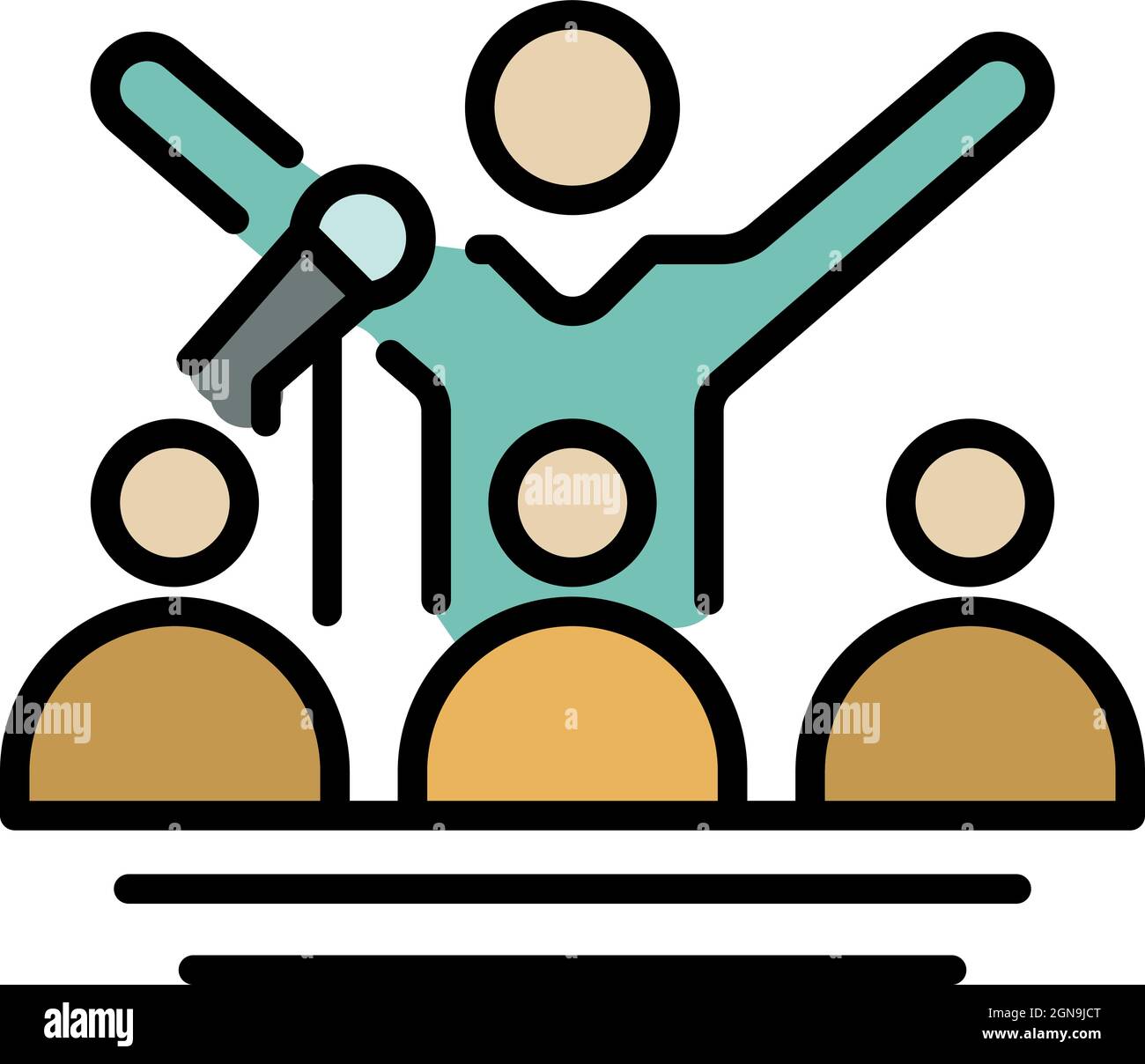 Rock concert icon. Outline rock concert vector icon color flat isolated ...