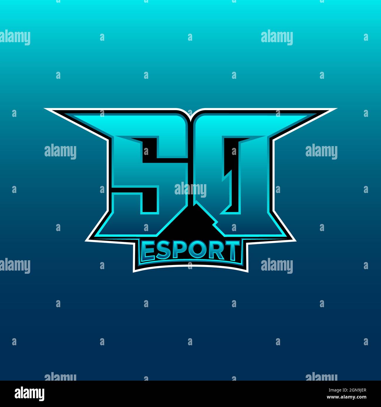 SQ Logo ESport Gaming Initial with Blue Light Color design vector ...