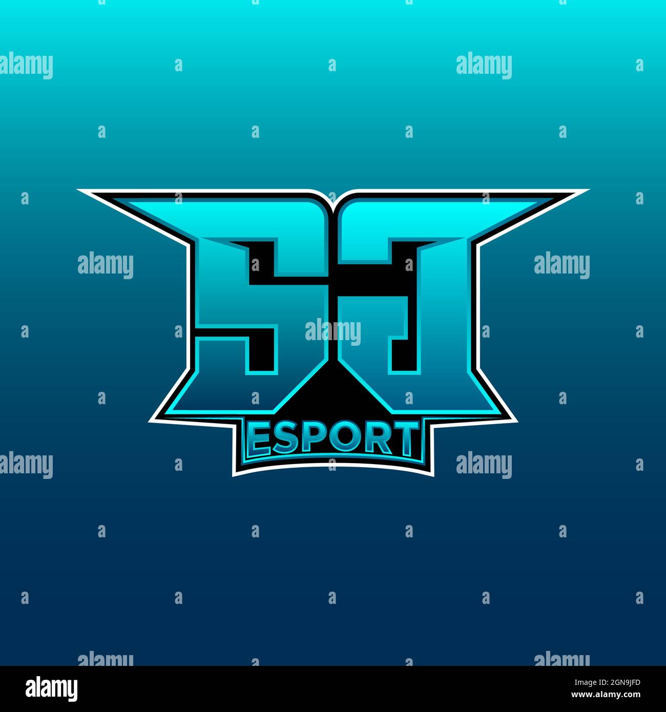 SG Logo ESport Gaming Initial with Blue Light Color design vector ...