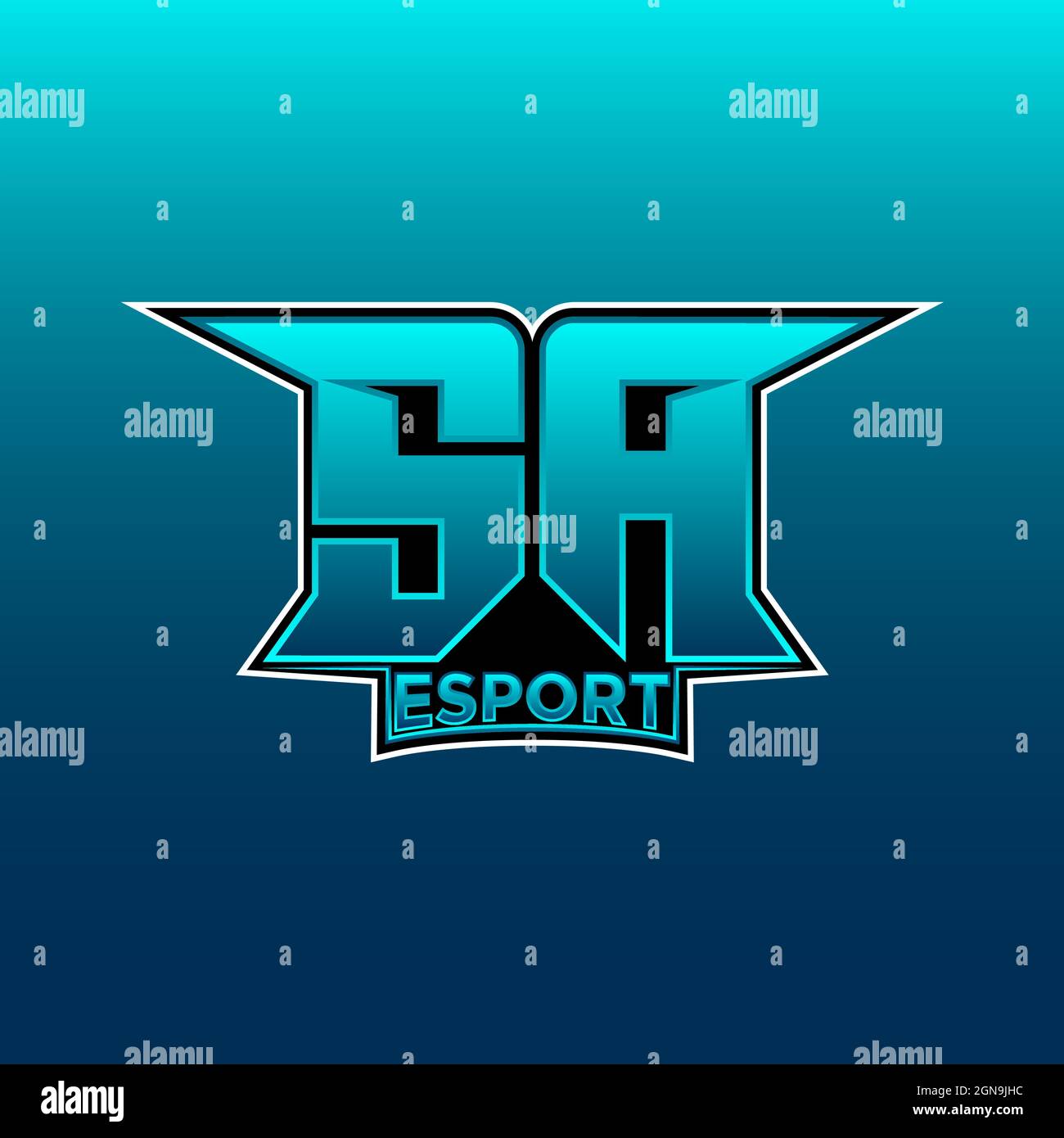 SA Logo ESport Gaming Initial with Blue Light Color design vector ...