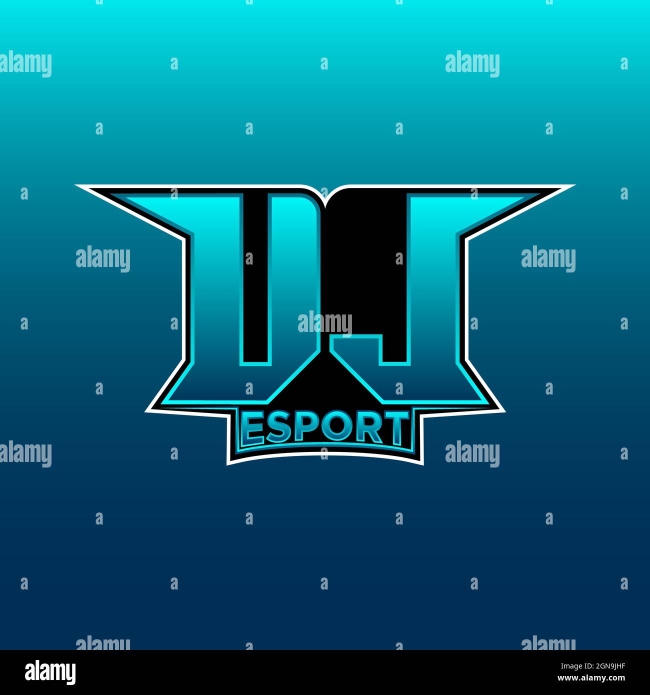 UL Logo ESport Gaming Initial with Blue Light Color design vector ...