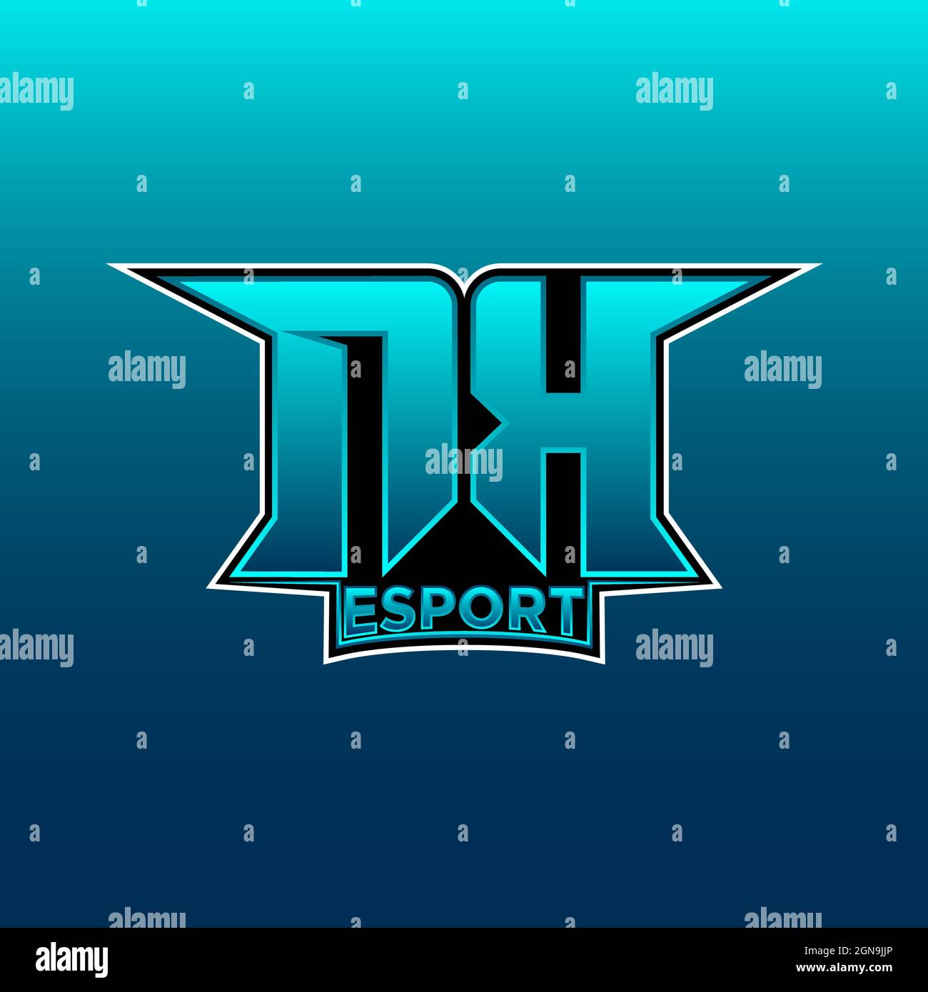 NK Logo ESport Gaming Initial with Blue Light Color design vector ...