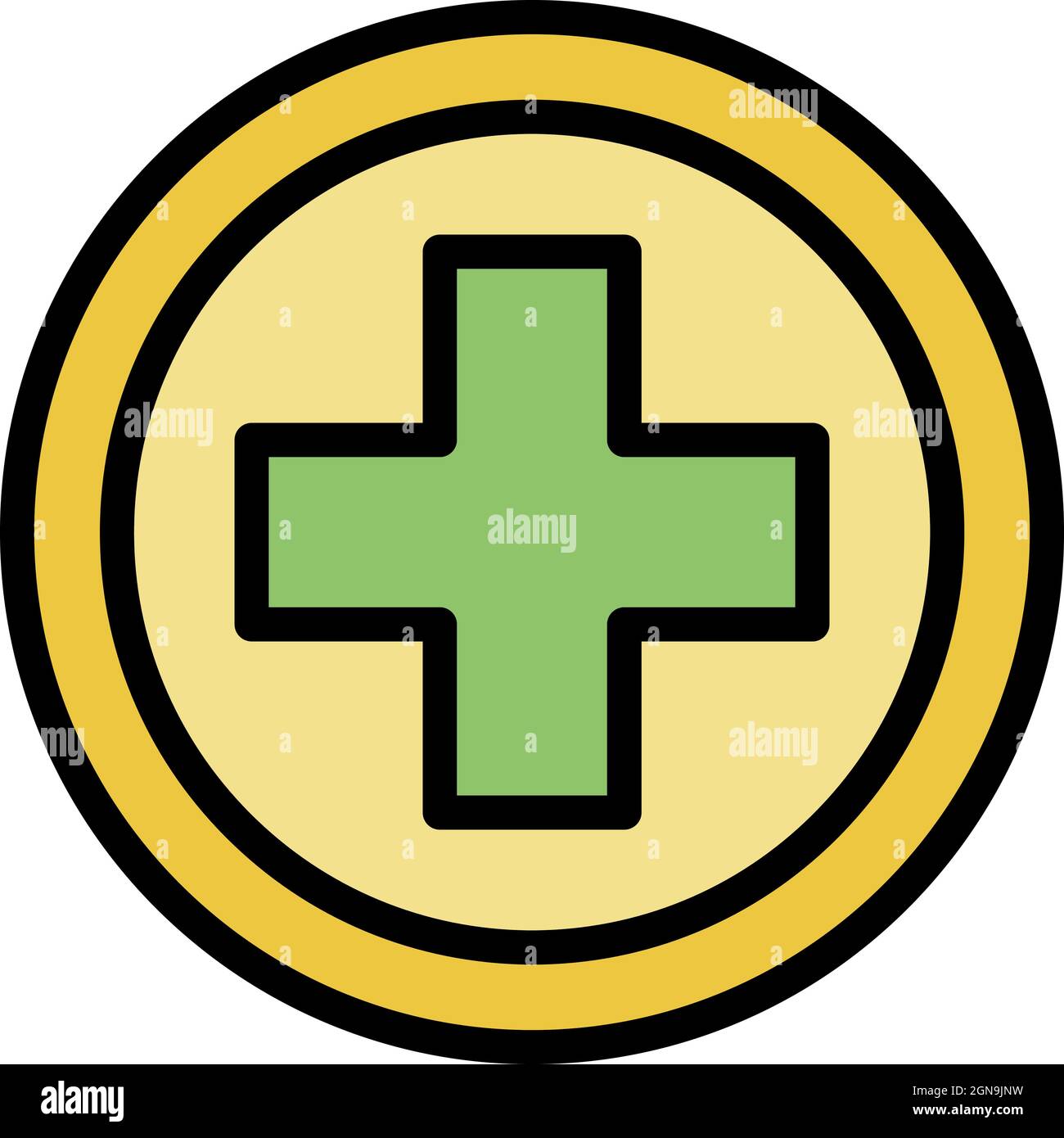 Medical cross circle icon. Outline medical cross circle vector icon ...