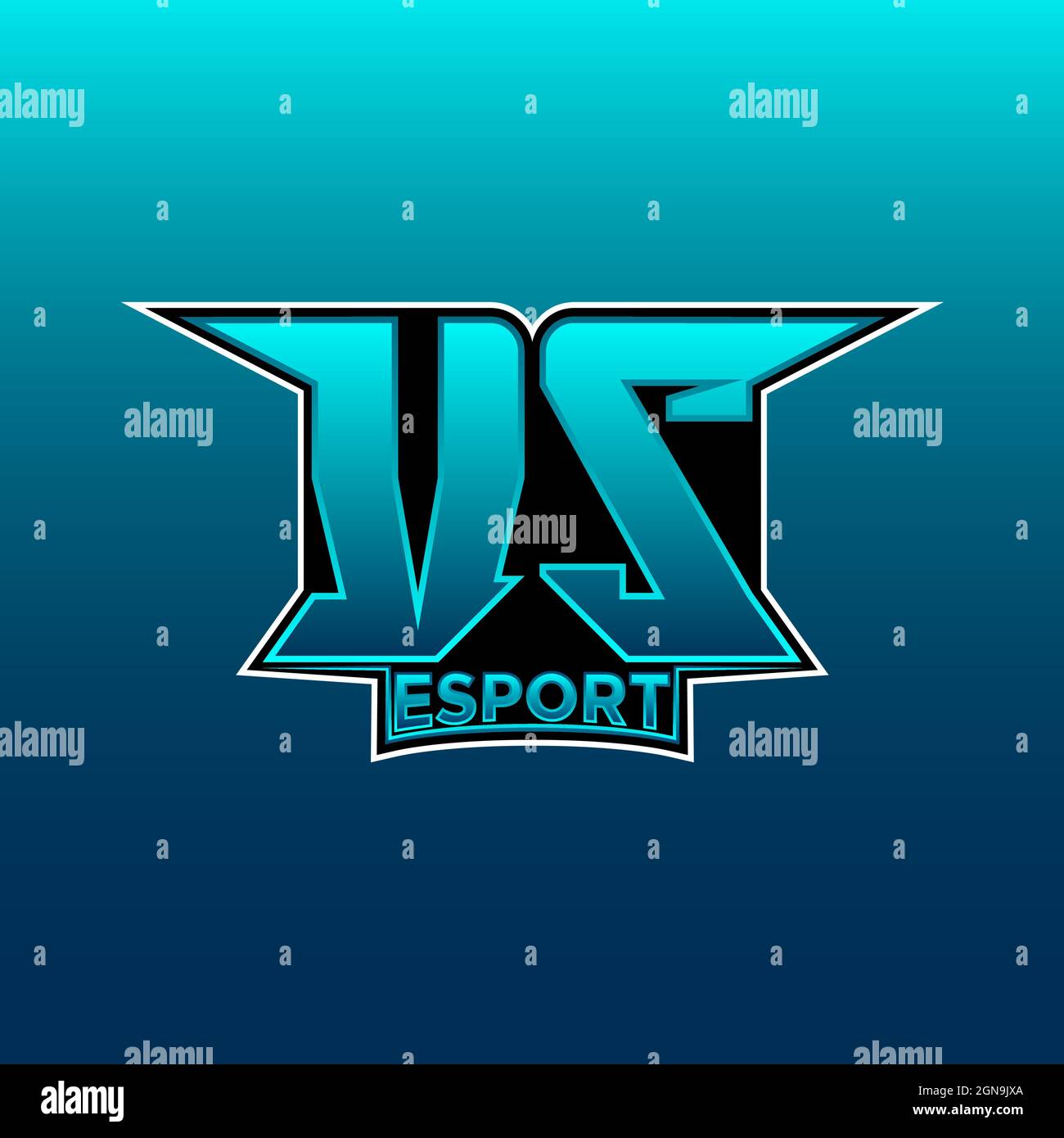 VS Logo ESport Gaming Initial with Blue Light Color design vector ...
