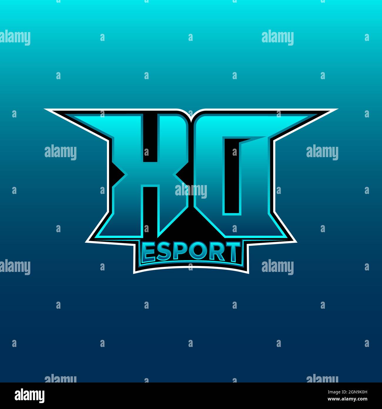 XD Logo ESport Gaming Initial with Blue Light Color design vector ...