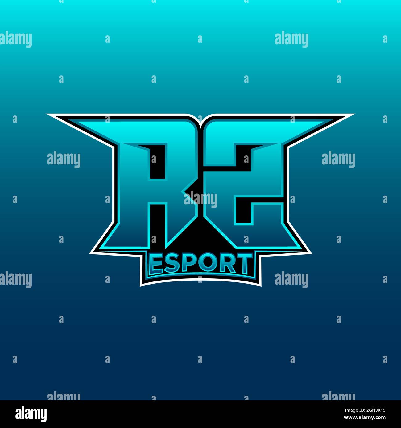 RZ Logo ESport Gaming Initial with Blue Light Color design vector ...
