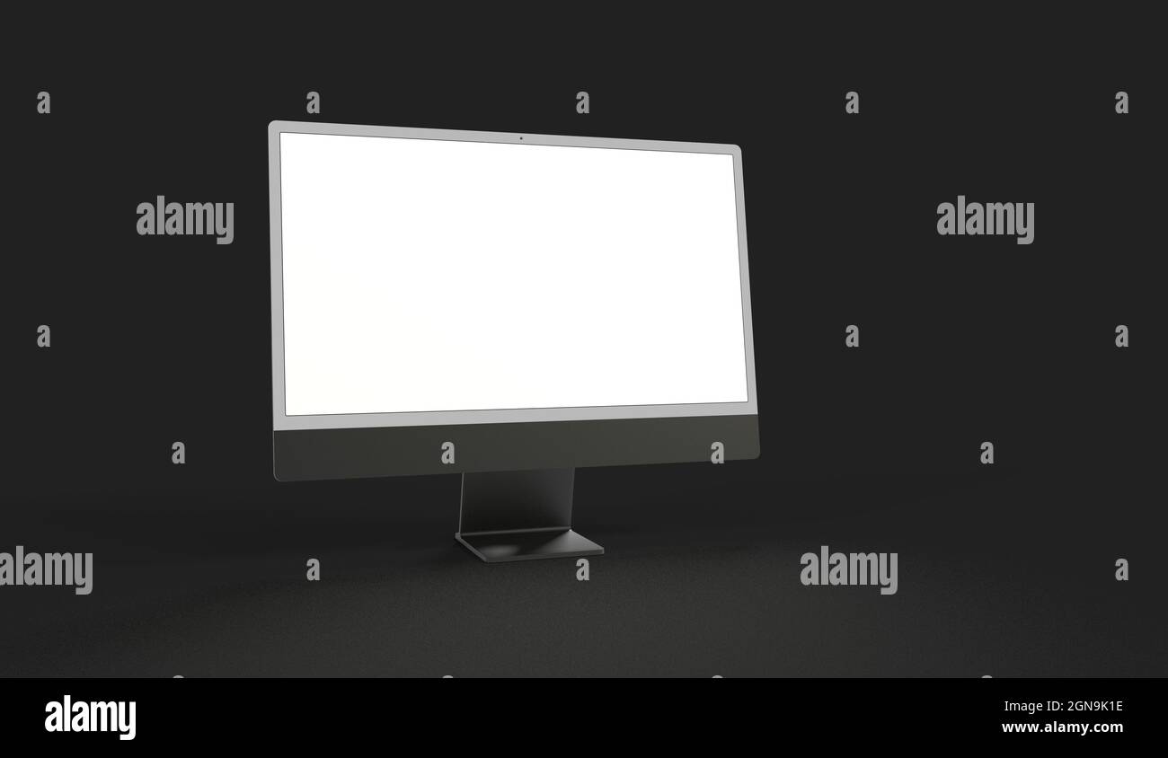 3d illustration of a blank computer monitor on a black background Stock ...
