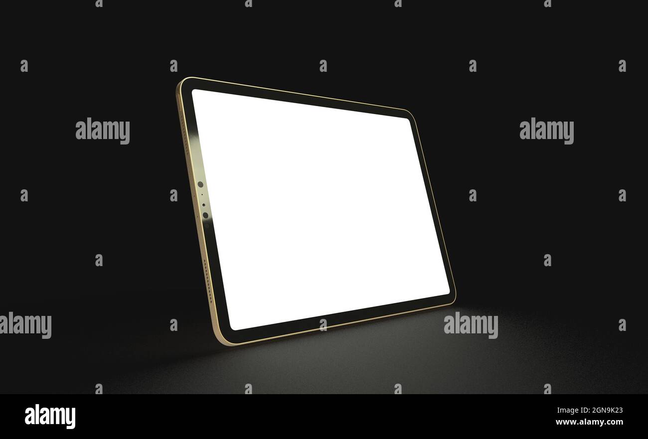 3d illustration of a slanted tablet on a black background Stock Photo ...
