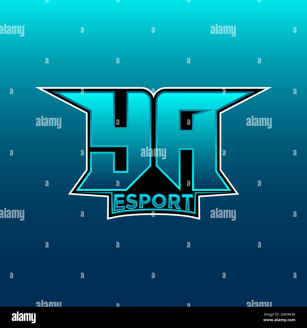 YA Logo ESport Gaming Initial with Blue Light Color design vector ...