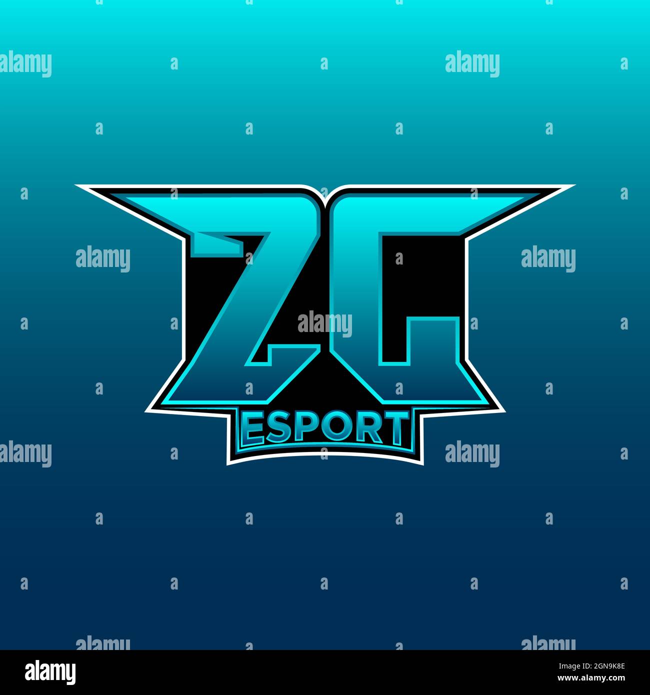 ZJ Logo ESport Gaming Initial with Blue Light Color design vector ...