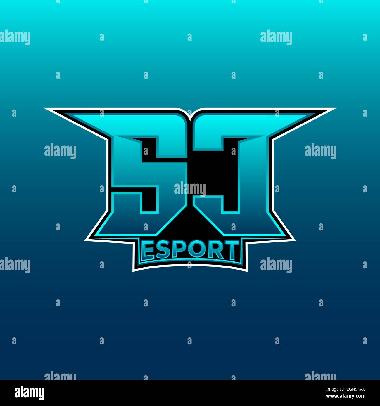 SC Logo ESport Gaming Initial with Blue Light Color design vector ...