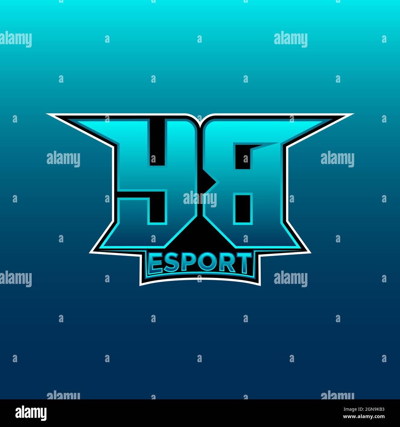 YB Logo ESport Gaming Initial with Blue Light Color design vector ...