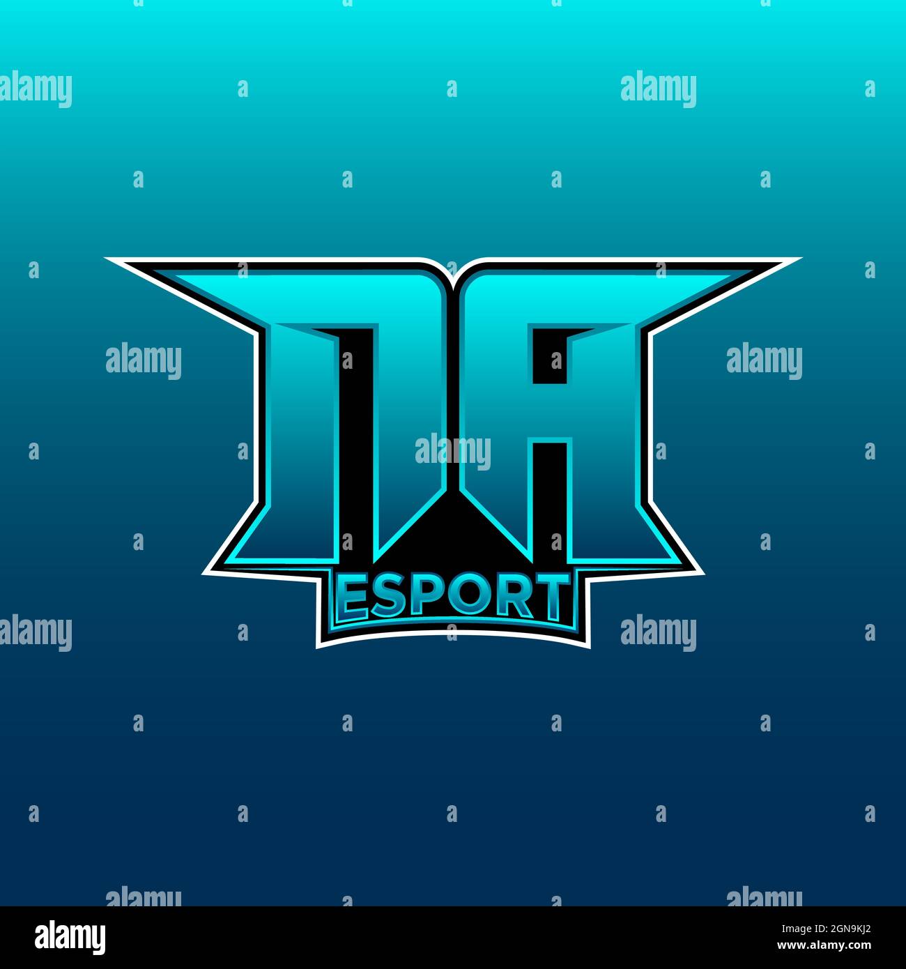 NA Logo ESport Gaming Initial with Blue Light Color design vector ...