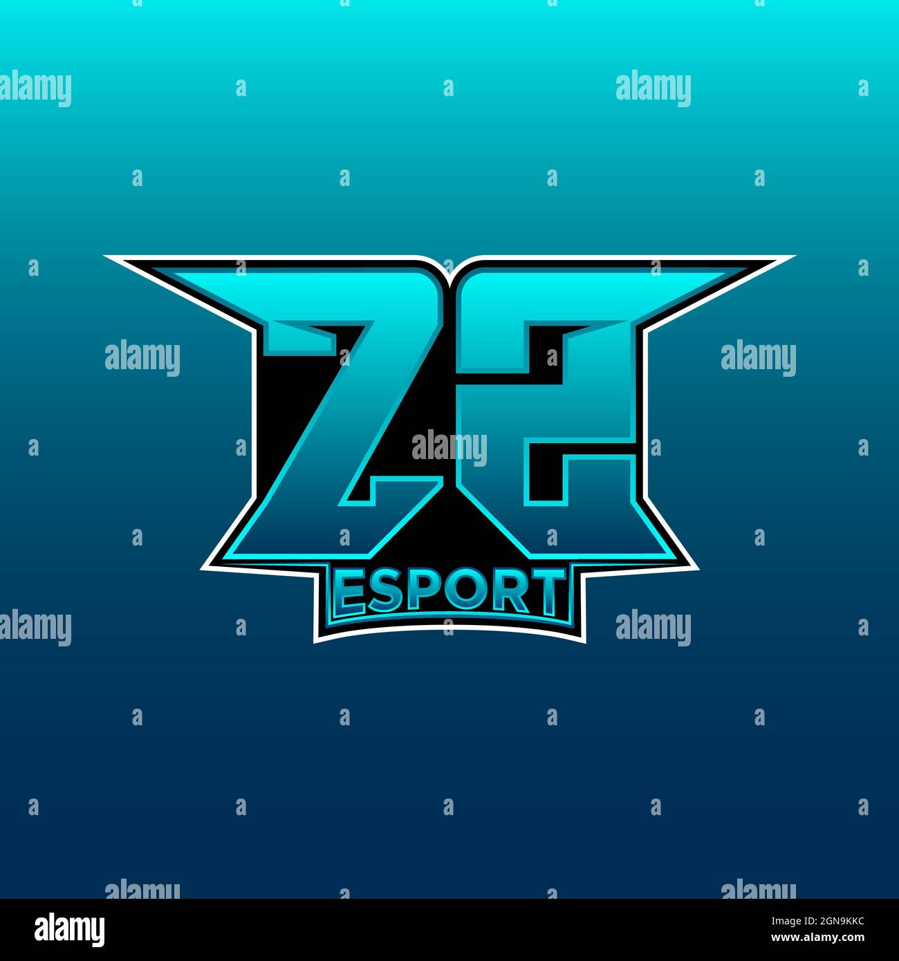 ZZ Logo ESport Gaming Initial with Blue Light Color design vector ...
