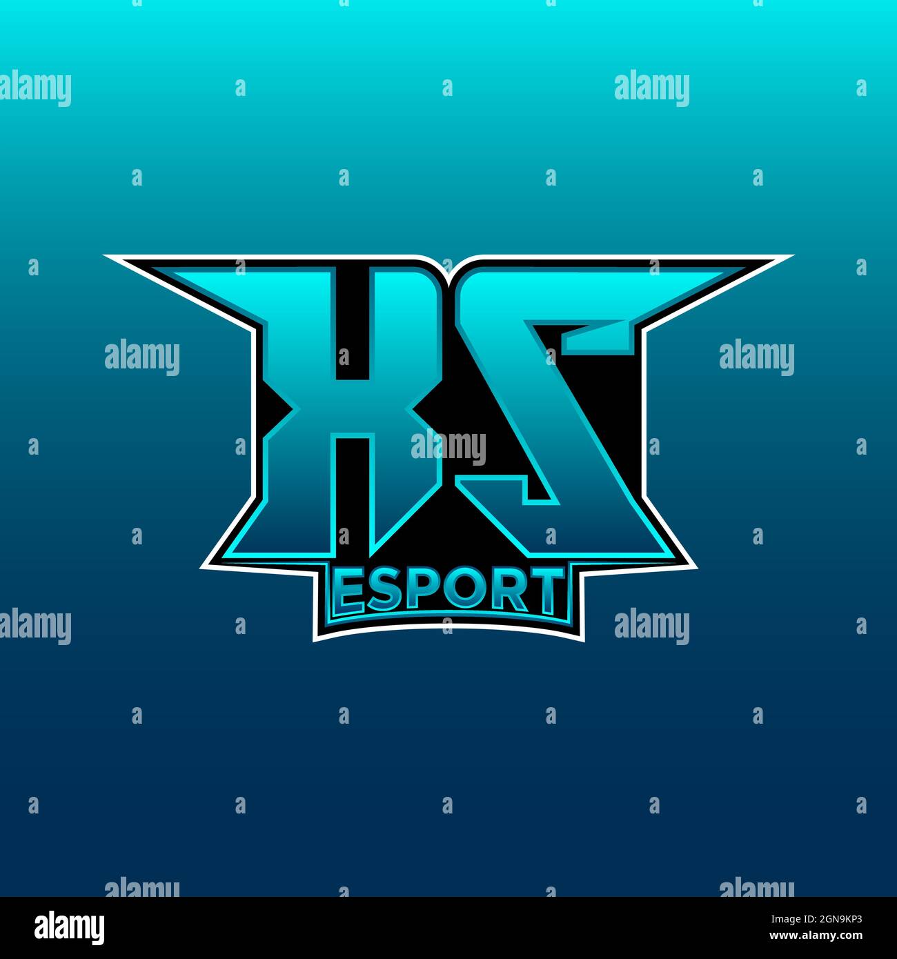 XS Logo ESport Gaming Initial with Blue Light Color design vector ...