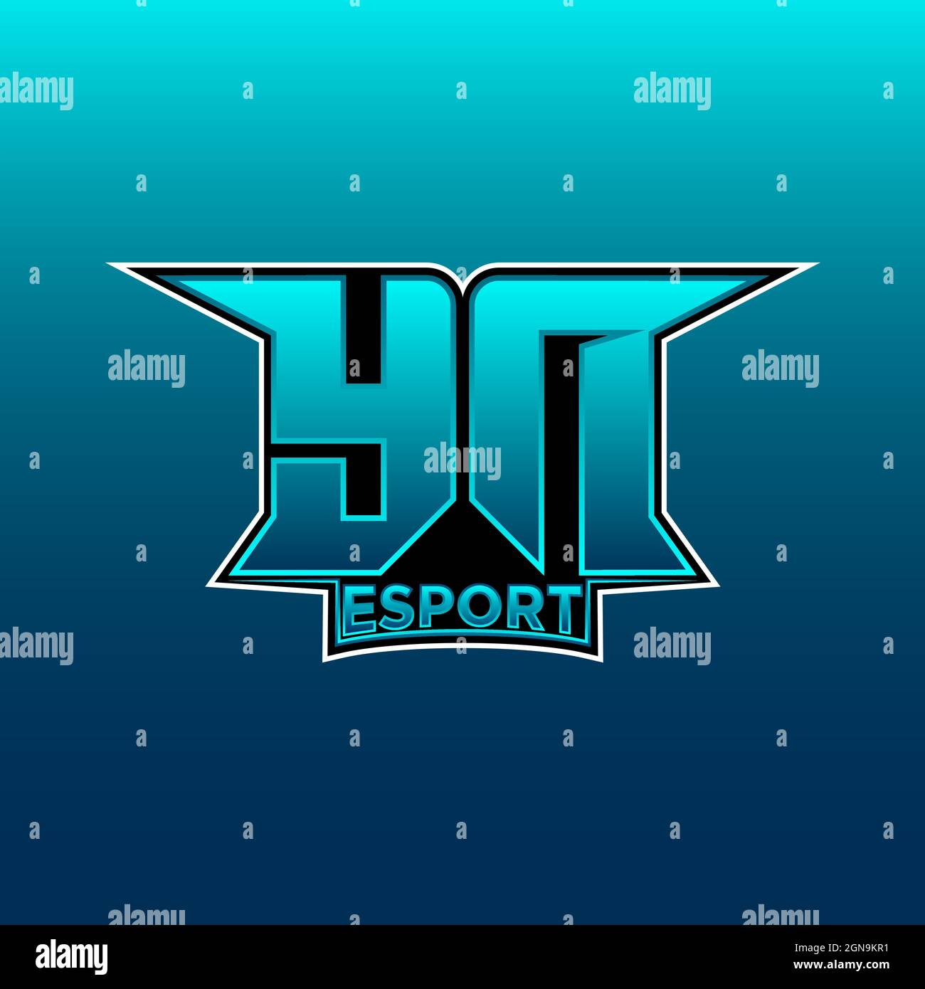 YN Logo ESport Gaming Initial with Blue Light Color design vector ...