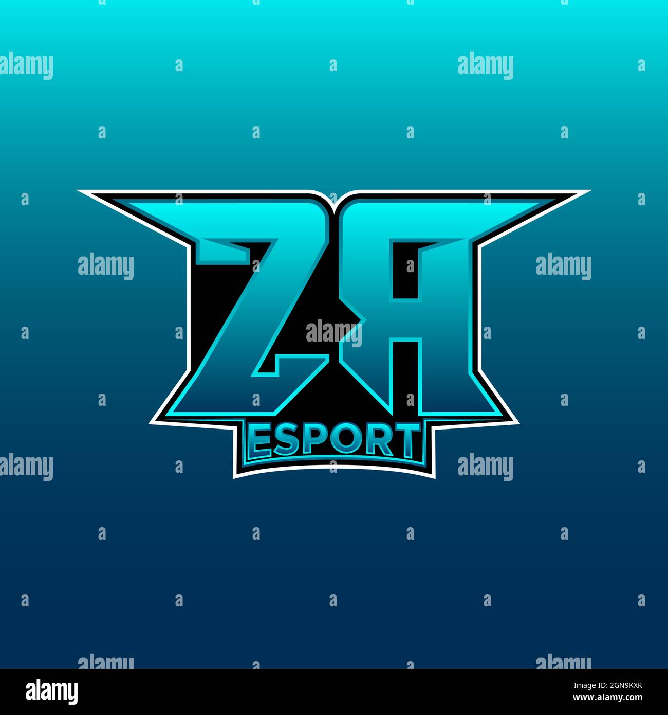 ZR Logo ESport Gaming Initial with Blue Light Color design vector ...