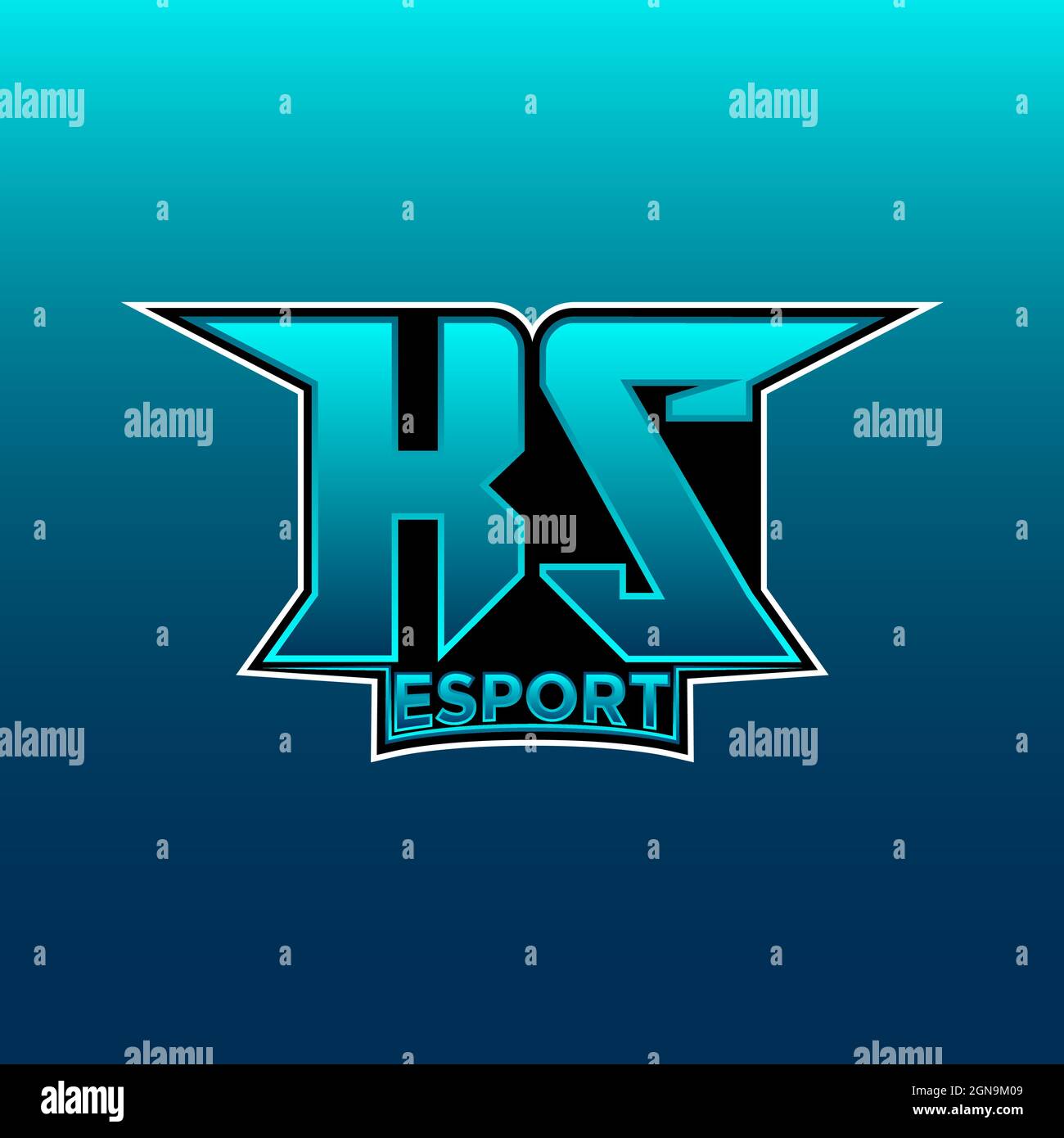 KS Logo ESport Gaming Initial with Blue Light Color design vector ...