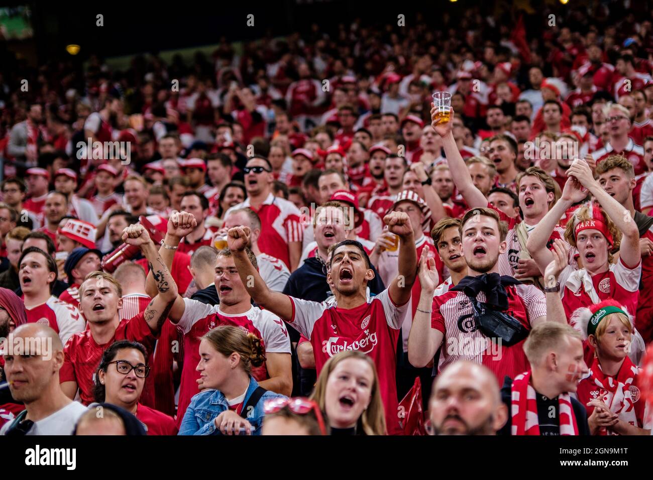 Copenhagen, Denmark. 07th, September 2021. Football fans of Denmark ...