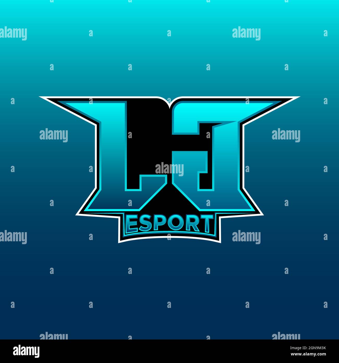 LG Logo ESport Gaming Initial with Blue Light Color design vector ...