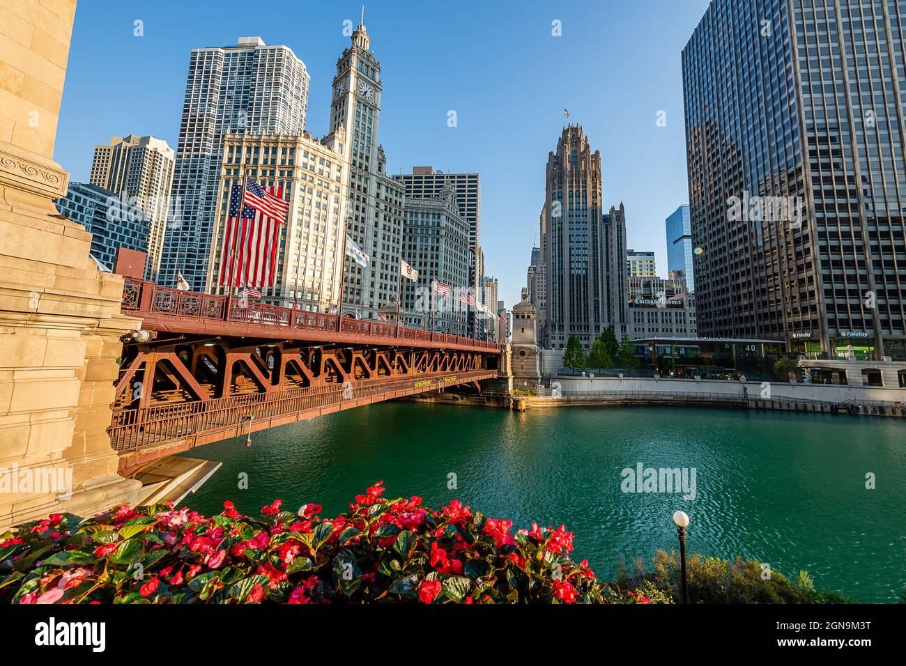 The Chicago Riverwalk at Dawn Stock Photo - Alamy