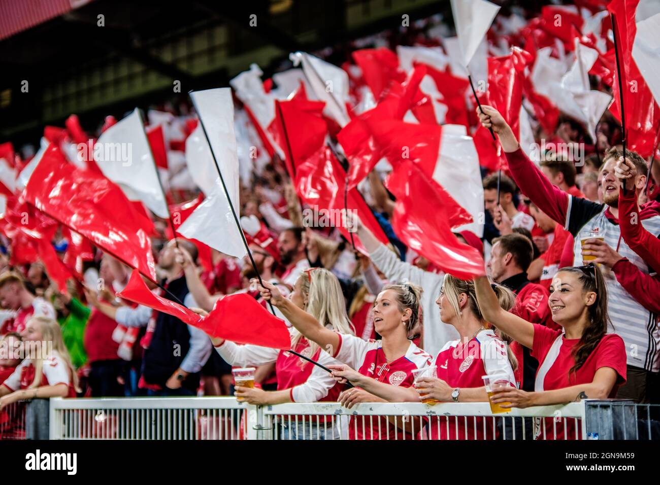Copenhagen, Denmark. 07th, September 2021. Football fans of Denmark ...