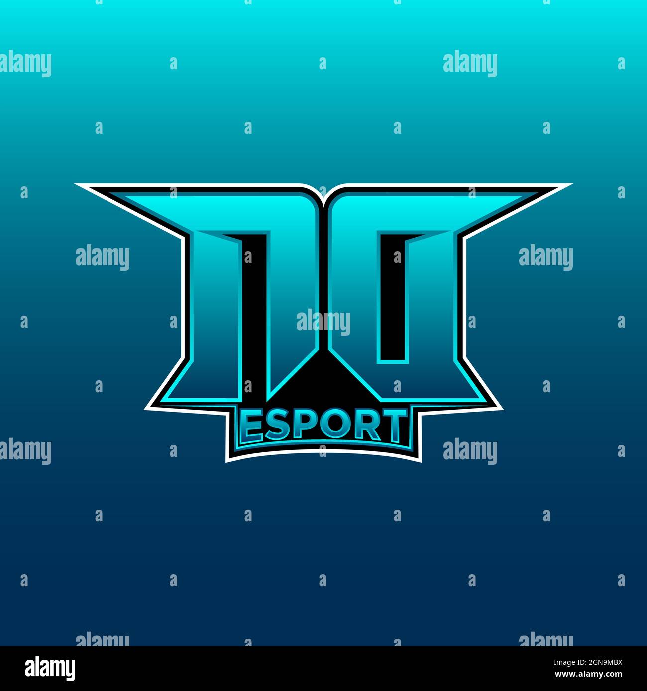 ND Logo ESport Gaming Initial with Blue Light Color design vector ...